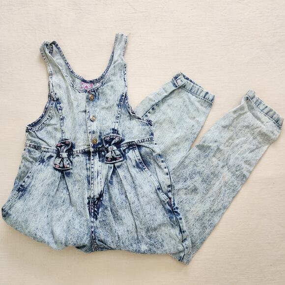 Vintage | Bottoms | Vintage Acid Wash Girly Overalls Kids | Poshmark